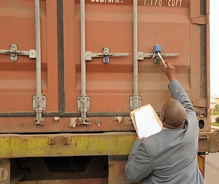 stuffed container with customs seal